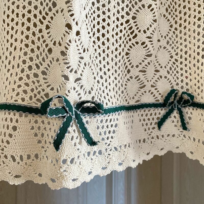 Короткие занавески из французского пасторального плетеного кружева, связанные крючком, развевающиеся занавески 45х130см