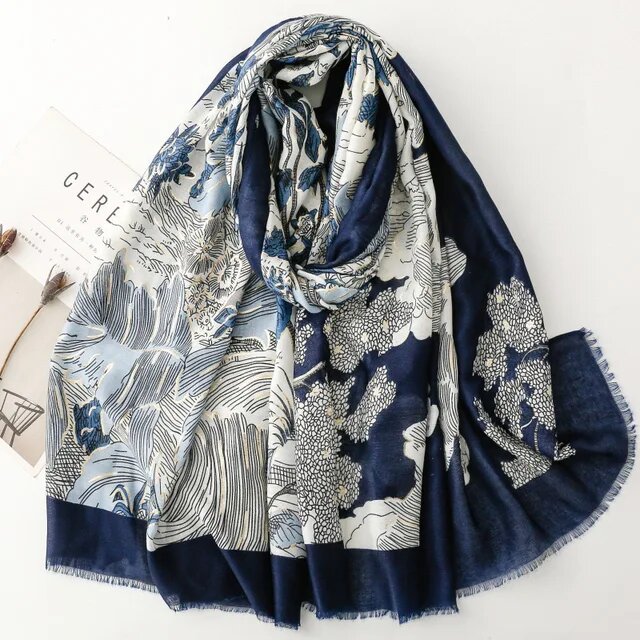 Зимние винтажные вискозные шали с горной цветочной бахромой, женский шарф высокого качества, палантин из пашмины, мусульманский хиджаб Bufandas 180*90 см