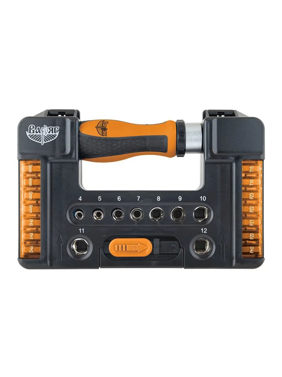 Отвертка Варяг 86071, с набором бит, головок, намагниченный наконечник, 38 предметов