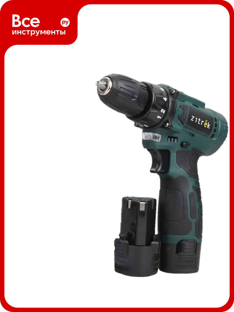 Дрель-шуруповерт аккумуляторная Zitrek Green 12V Plus, 12В, 2x1,5Ач 085-1014