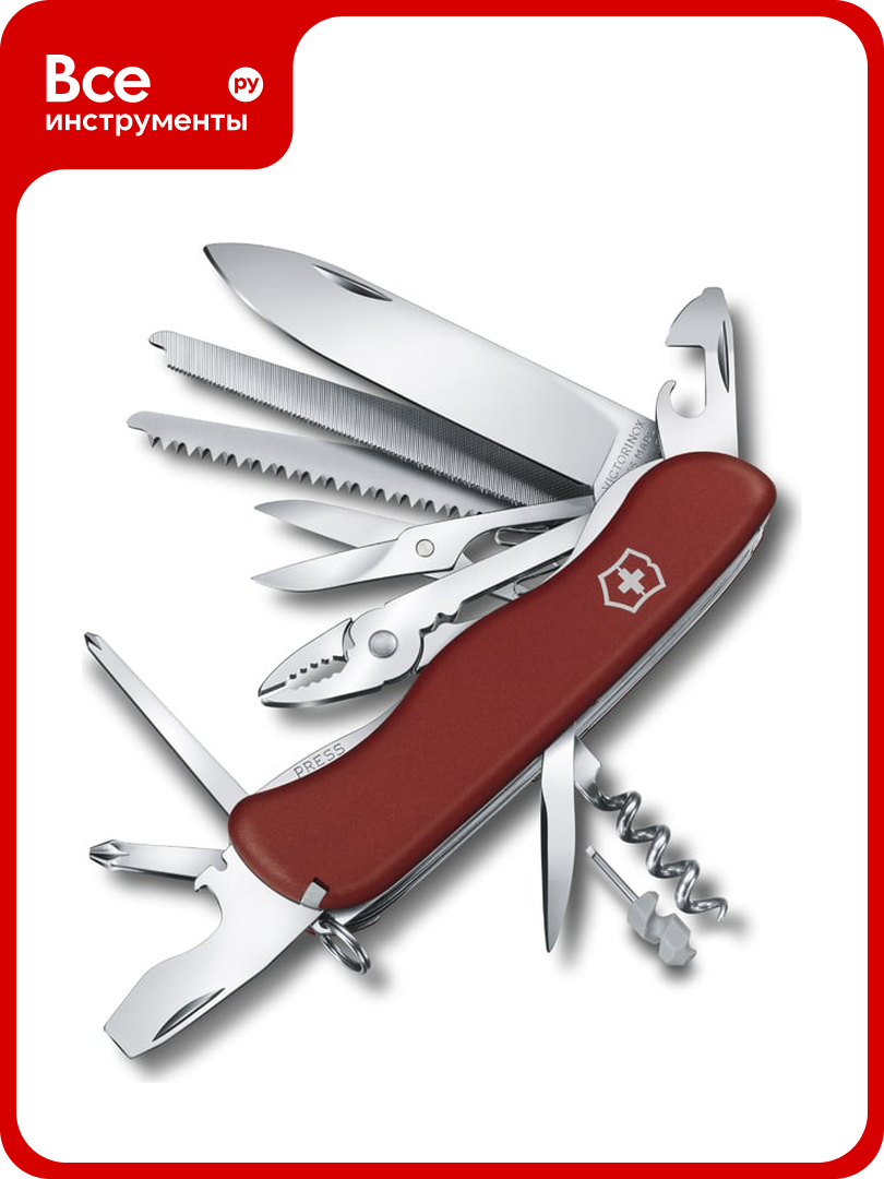 Нож Victorinox WorkChamp 111 мм, 21 функция, красный 0.8564, металл