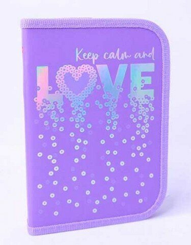 Пенал Hatber 1 отделение 190х130 мм "Love me" 3D-фольга, с таблицей умножения, молния (37036)