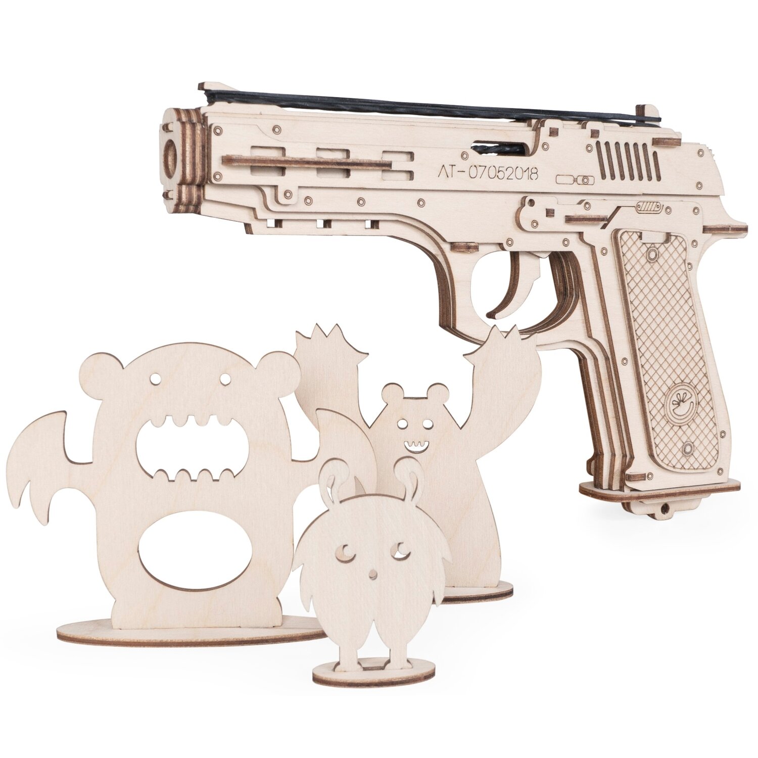 Конструктор Lemmo Пистолет-резинкострел деревянный 81 дет.