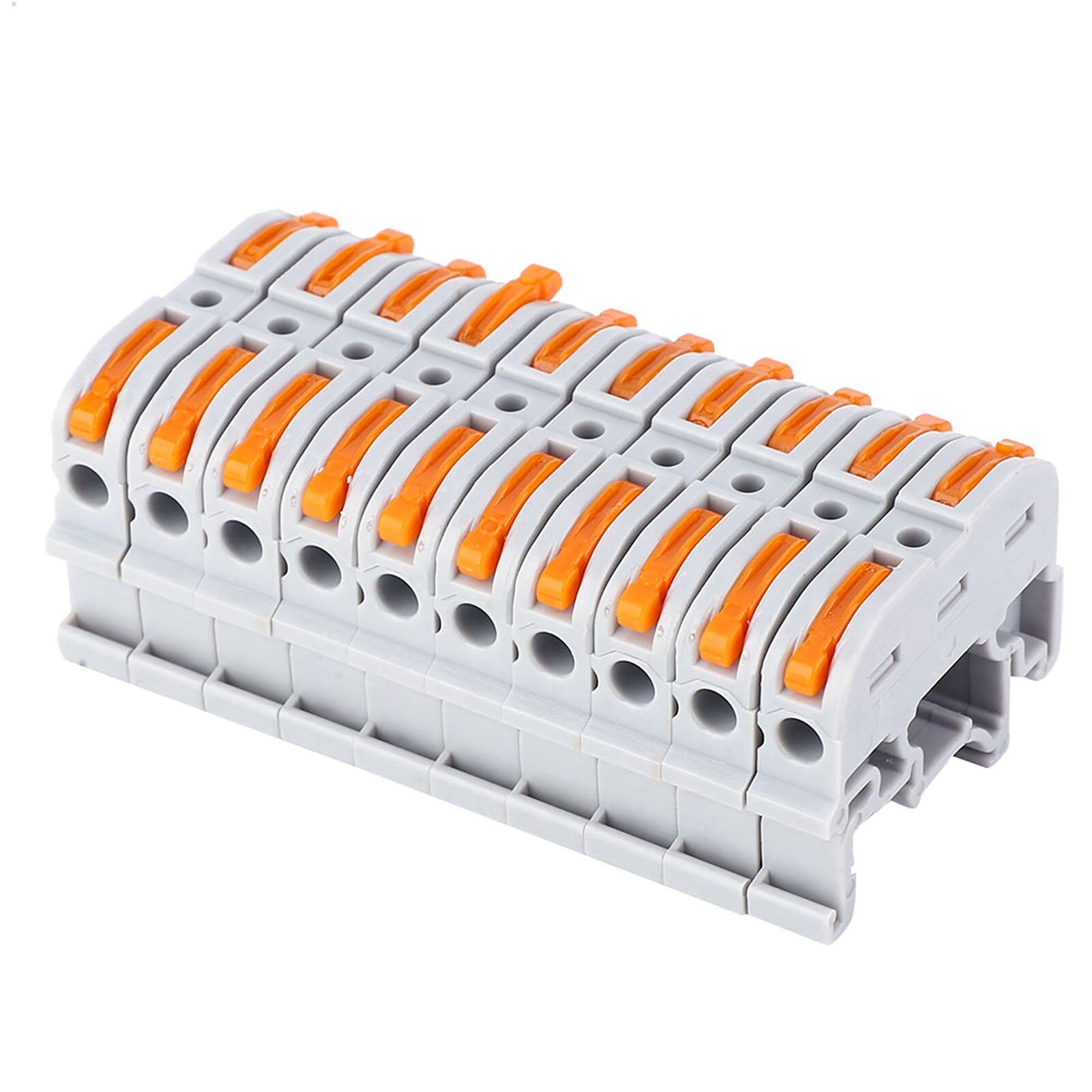 10 шт. клеммных блоков PCT-211 рельсового типа для проводов, 0,2-4 мм, быстроразъемные (светло-серый)