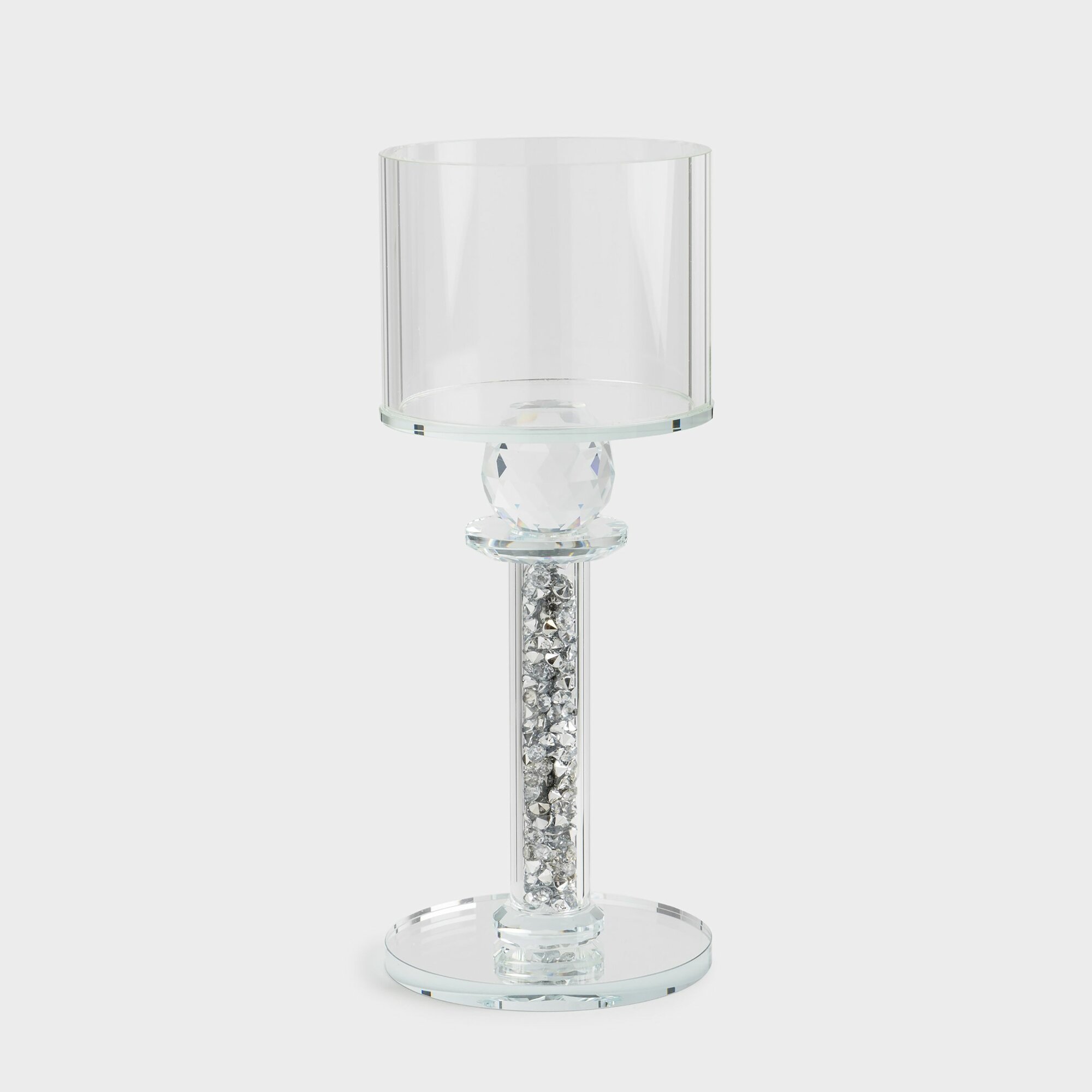 Подсвечник, 25 см, для цилиндрической свечи, на ножке, кристальное стекло/смола, Lux crystal