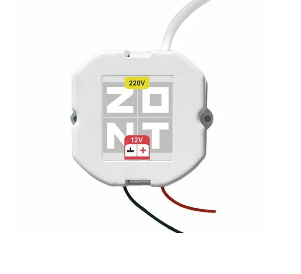 Блок питания в подрозетник 12В/220 ZONT, для термостатов, белый