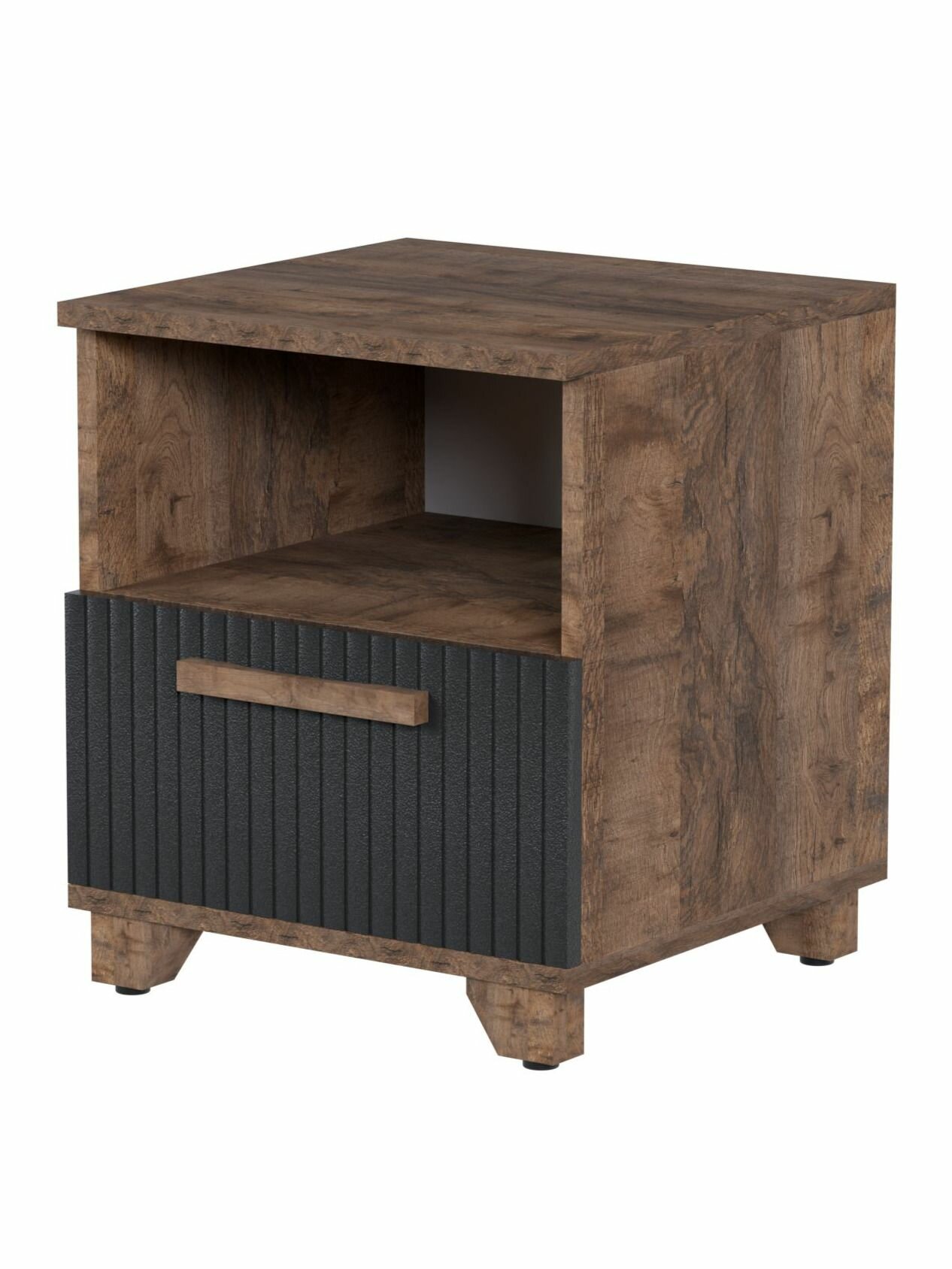 Тумба прикроватная Копенгаген с ящиком Дуб Самдал / Черный матовый (12 Стульев)