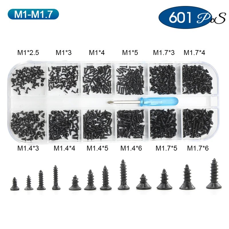 NINDEJIN Мини набор винтов из углеродистой стали DH KA m1 m1.4 m1.7