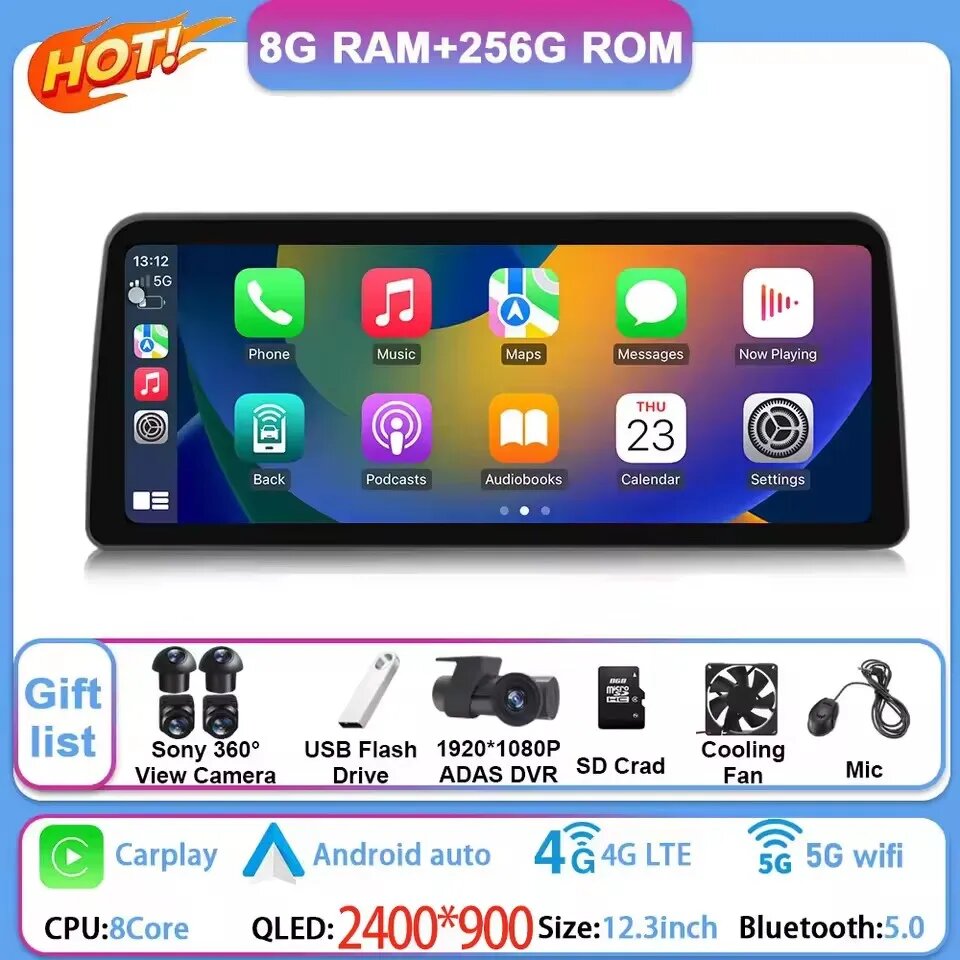 12,3-дюймовый Android 15 для Volvo XC90 2007-2013, автомобильное радио, GPS, мультимедийный видеоплеер, стереоприемник, авторадио, головное устройство