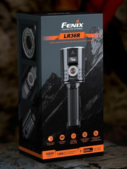 Фонарь Fenix LR36R, 10000 люмен, 1260 метров дальность, на основе лазера, стробоскоп