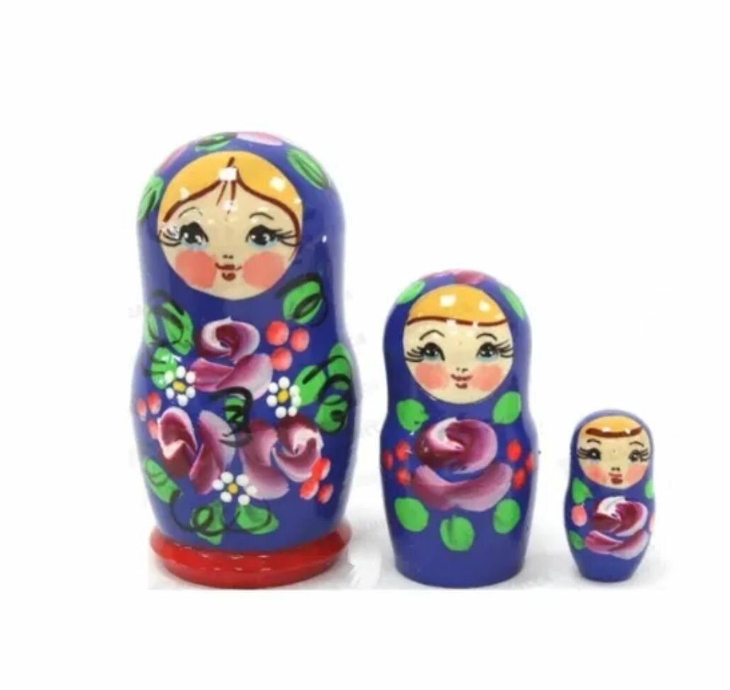 Синяя "Матрешка 3-х кукольная" сувенир