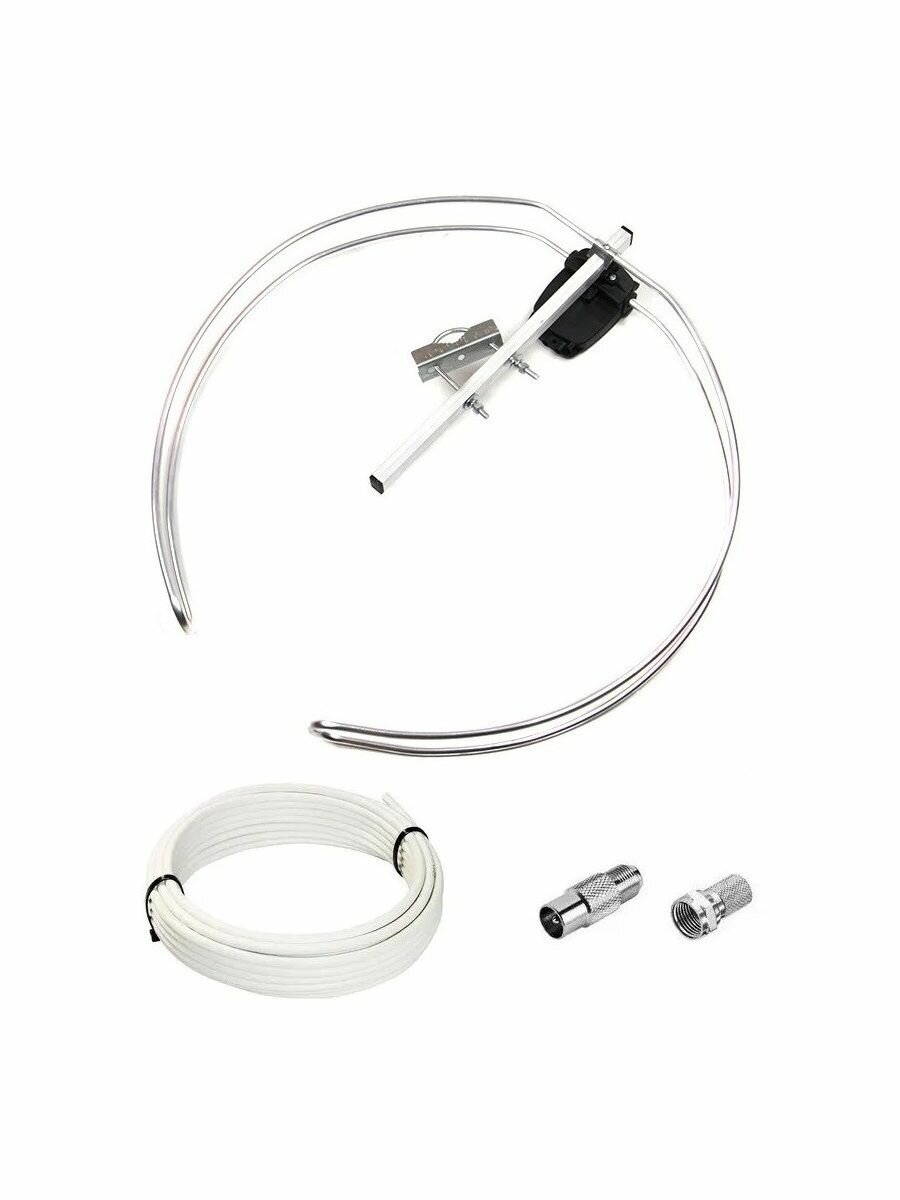 Уличная антенна FM диапазона МИР FM 1M для радио ФМ / УКВ с кабелем 10 м. и штекером