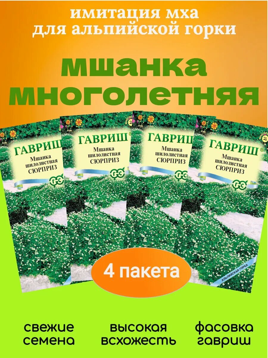 Мшанка многолетняя для альпийской горки 4 пакета *0,01 гр