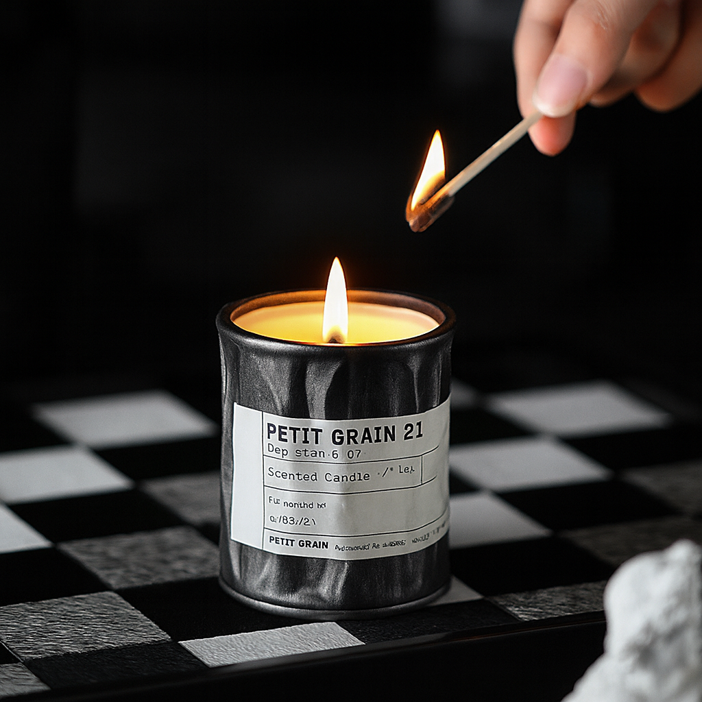 Ароматическая свеча в стильной жестяной банке, Черный кедр, соевый воск премиум, 8×7,6 см, горение 30 часов