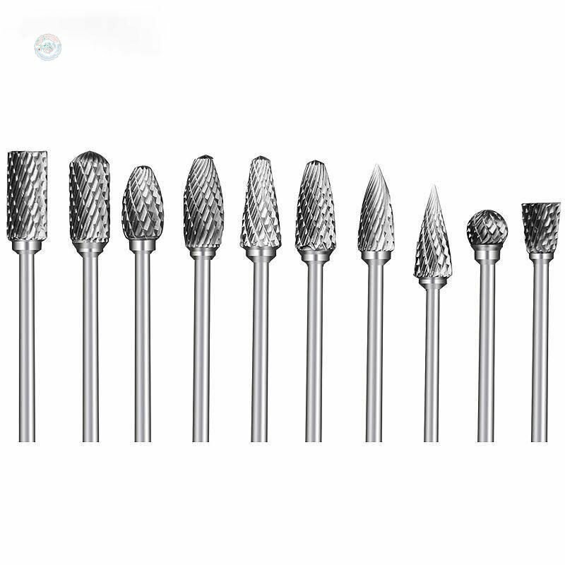 Набор карбидных фрез 10 шт, 6 мм хвостовик, обработка металла и камня, долговечные твердосплавные боры для гравировки и шлифовки