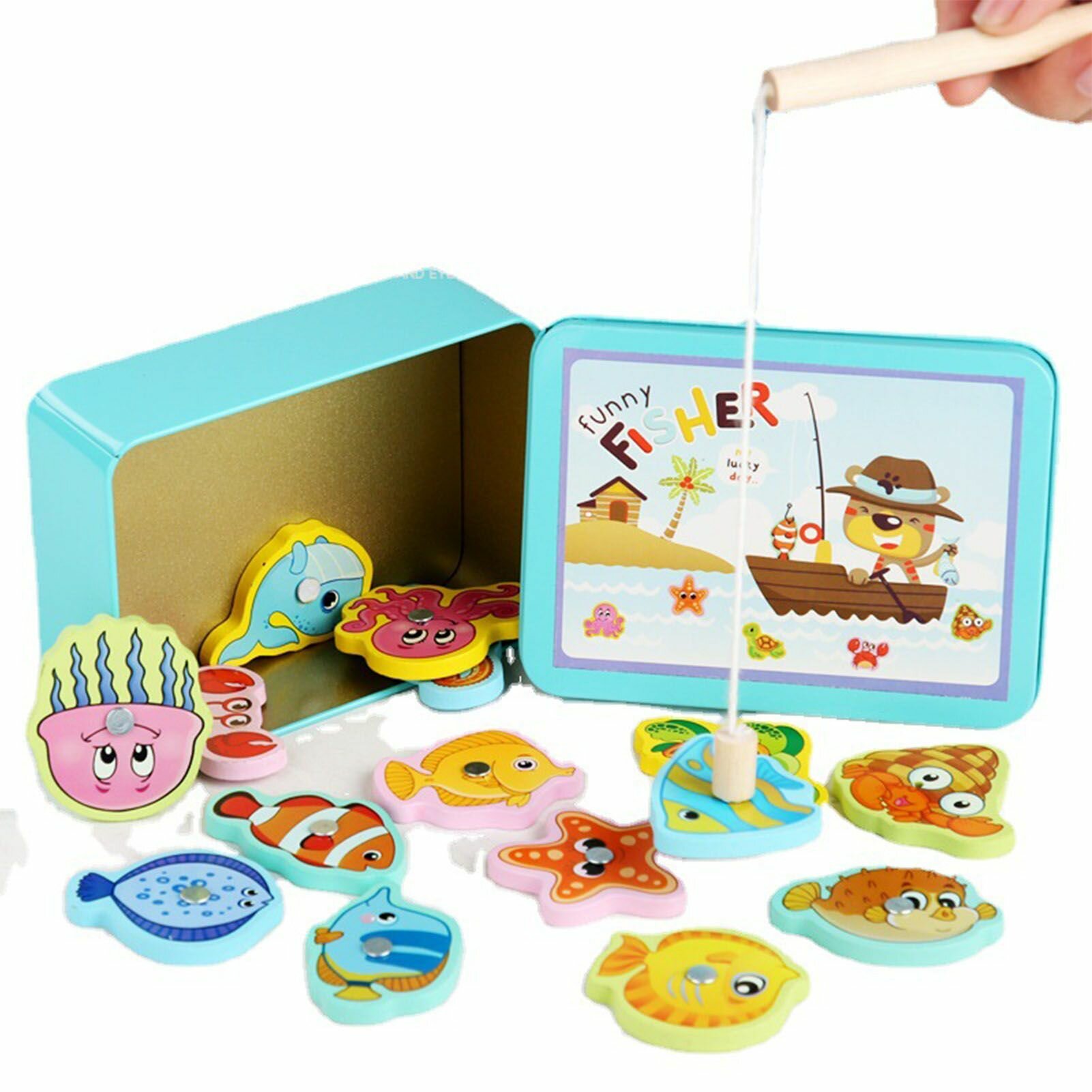 Магнитная рыбалка, деревянная, легкая, ярких цветов, легкая игрушка для детской рыбалки