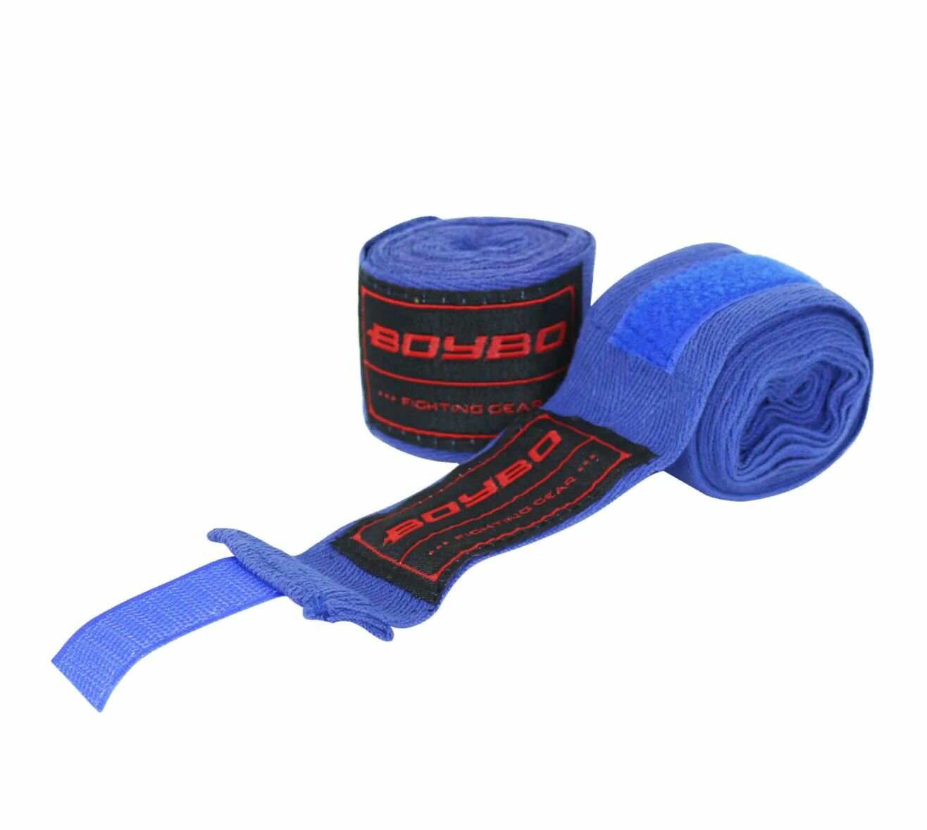 Бинты боксерские BoyBo, хлопок, 4,5 м, крепление на липучки, синие