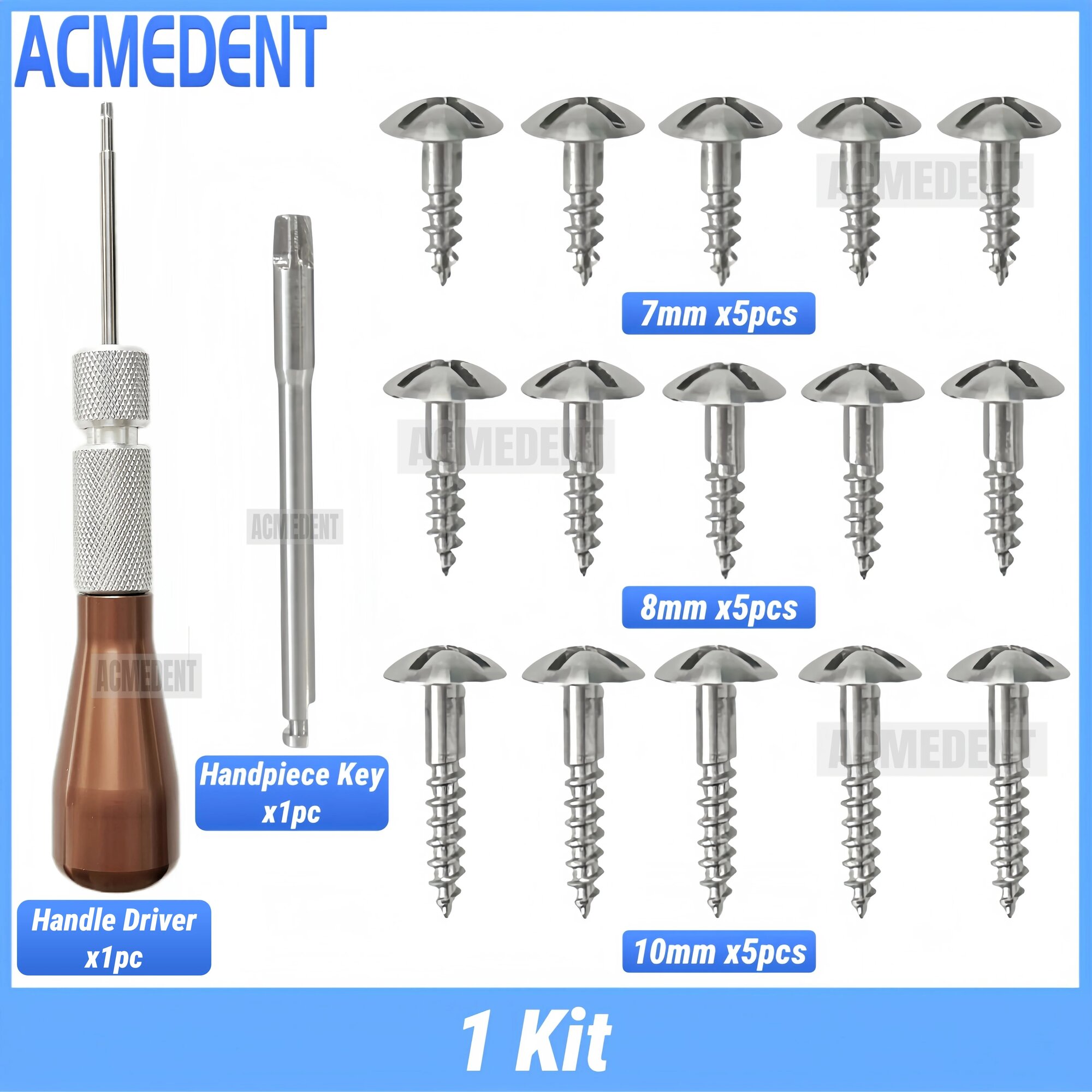 Стоматологический винт ACMEDENT 7/8/10 мм, Brown x1Kit