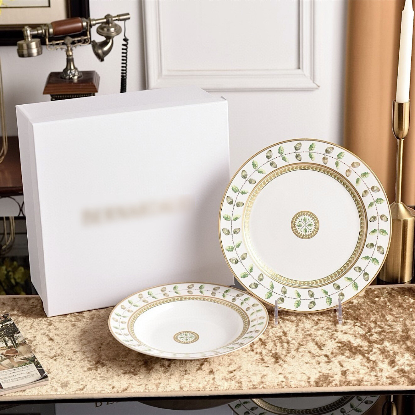 Набор тарелок и ложек в французском стиле Botto Constantine, высококачественная золотая суповая тарелка, 8inch глубоких 10inch плоских тарелок, подарок