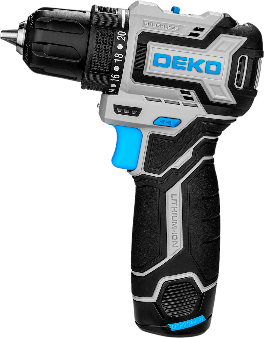 Безударная аккумуляторная дрель-шуруповерт Deco Loner 12V Pro в кейсе черно-оранжевый