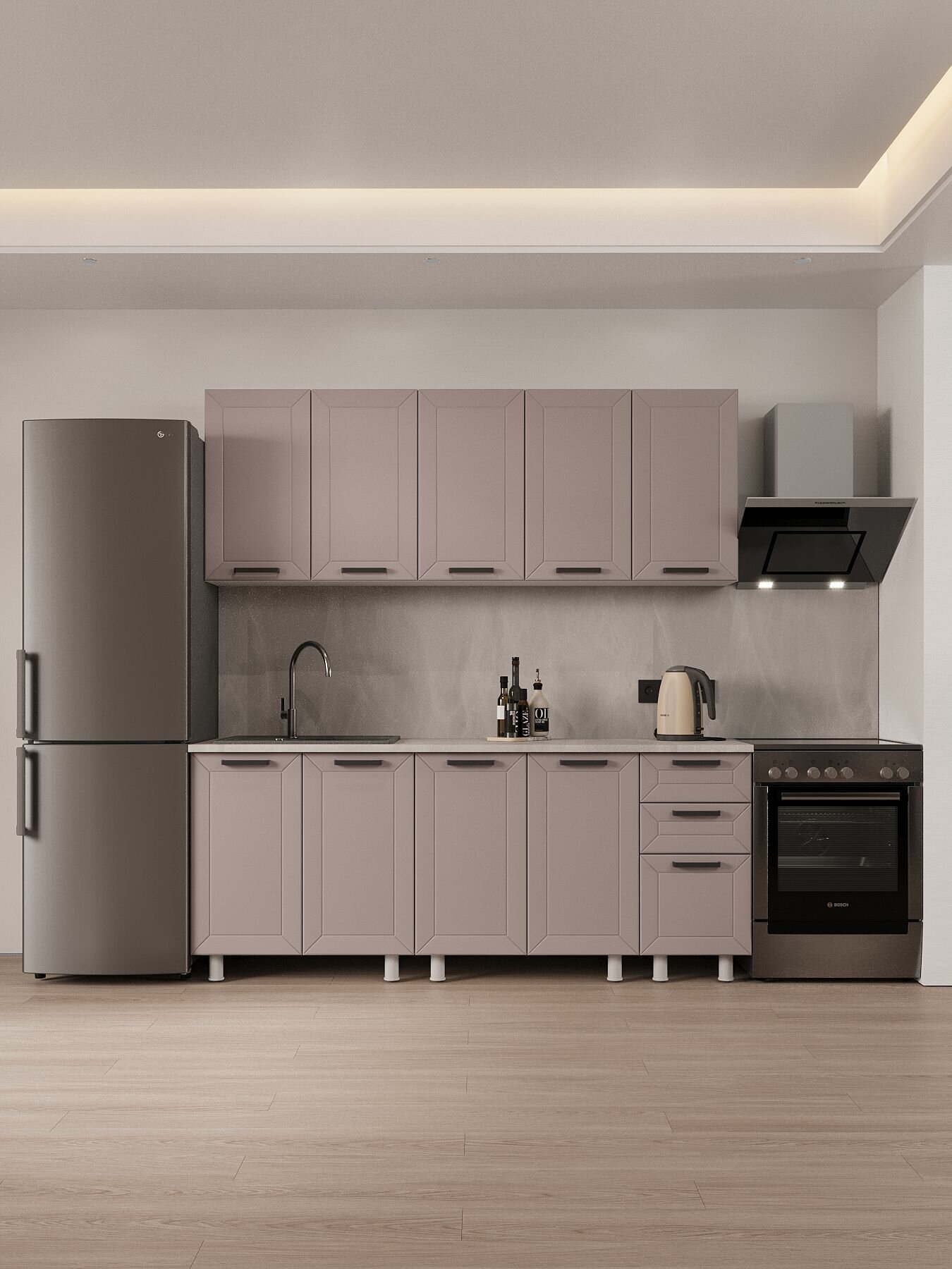 Кухонный гарнитур Сектор МДФ 2м кашемир без столешницы