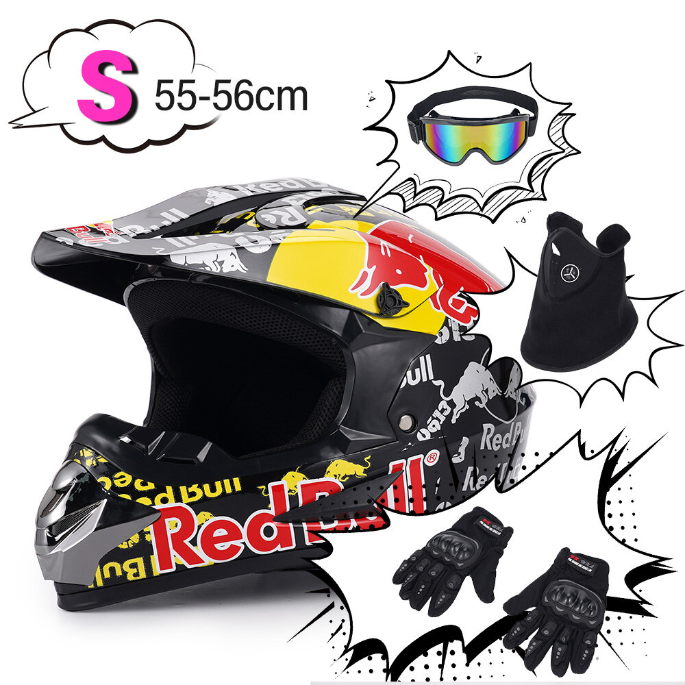 Шлем мотоциклетный, DOT сертифицированный, S размер, матово-чёрный, полный комплект