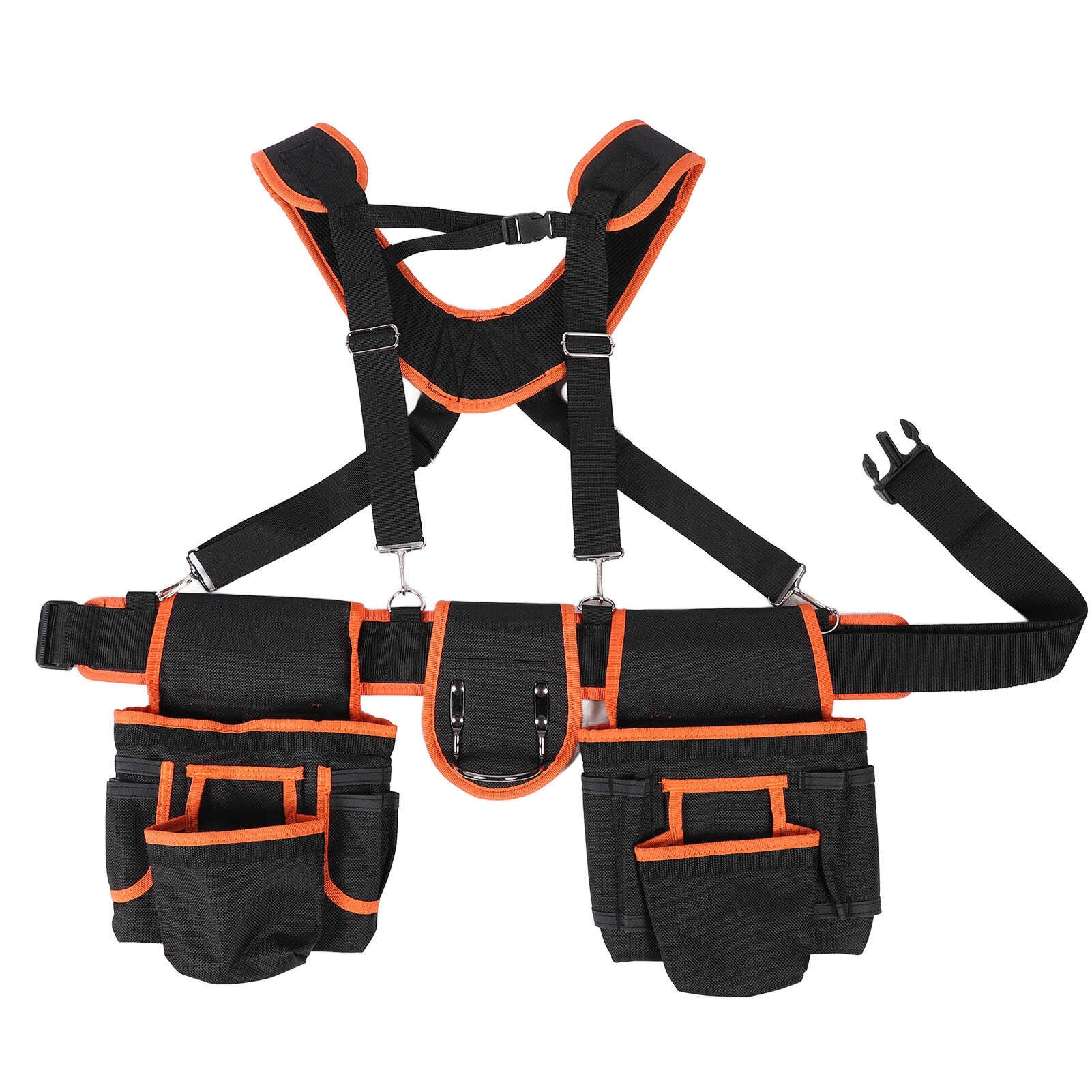 Сумка для инструментов электрика с регулируемыми плечевыми и поясными ремнями, водонепроницаемая, из ткани 1680D, с множеством карманов, органайзер для инструментов для ремонта и строительной площадки.