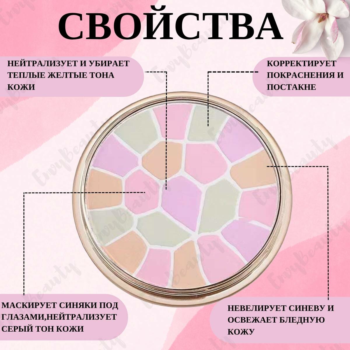 Пудра для лица матирующая минеральная цветная