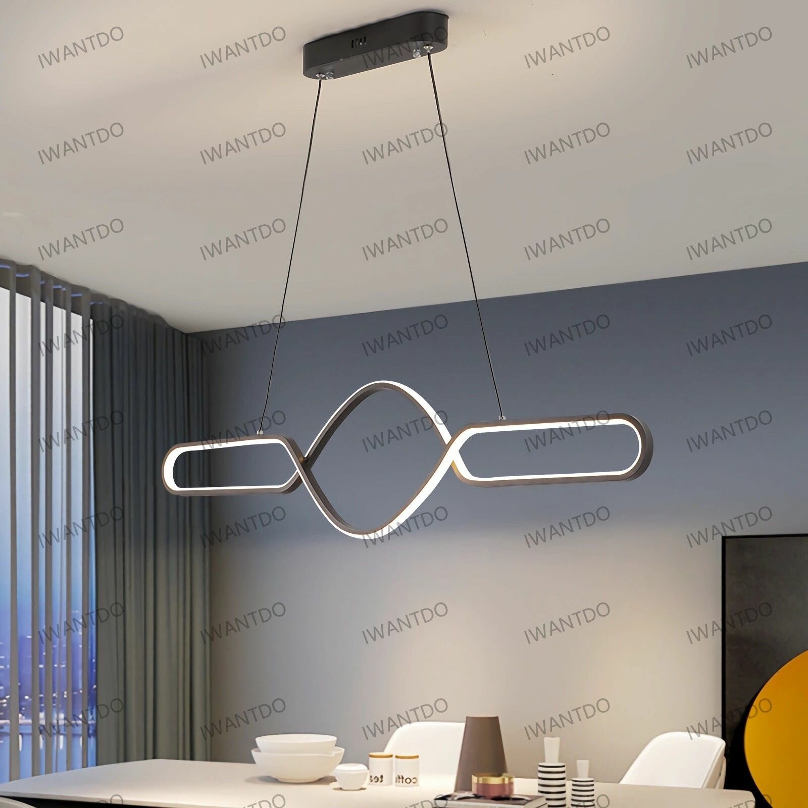 LED Подвесной светильник Диммируемая с Дистанционное управление Столовая Люстры Регулируемый по высоте 40Вт Черный