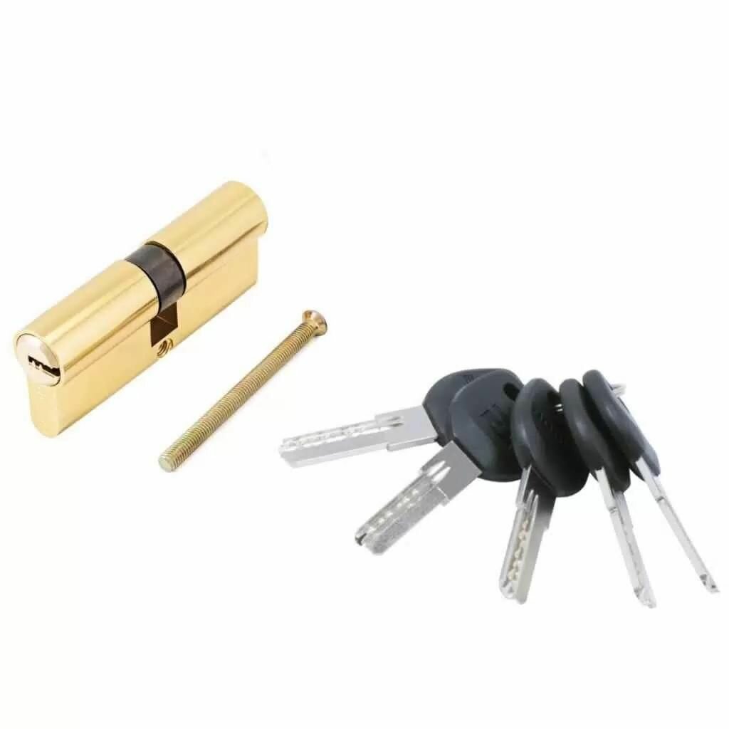 Личинка замка Аллюр для двери, 80 мм, золото, 5 перфоключей, латунь