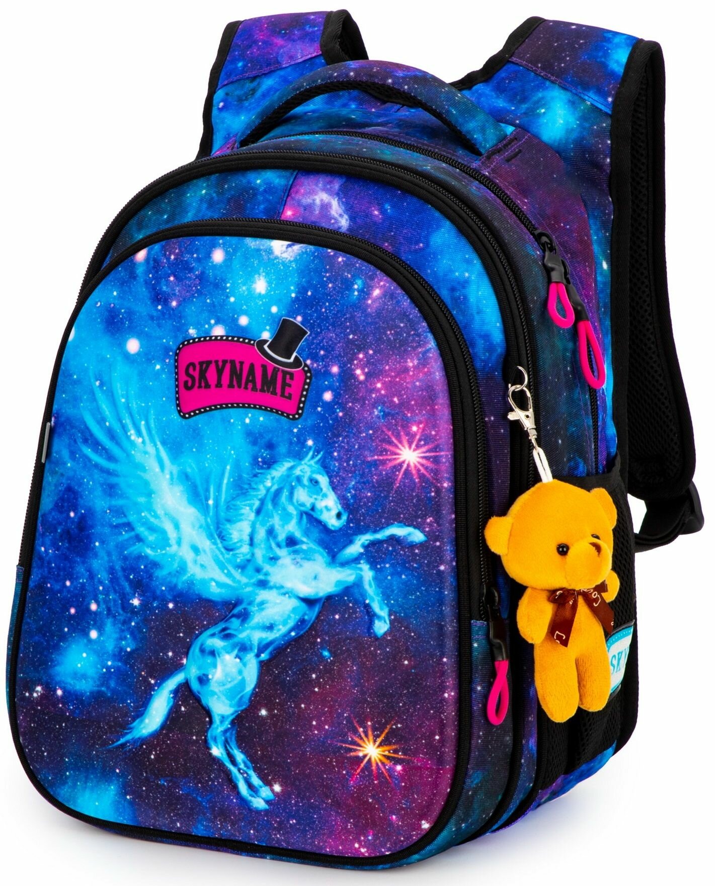 Школьный рюкзак для девочки SkyName (СкайНейм) для первоклассника В подарок брелок мишка