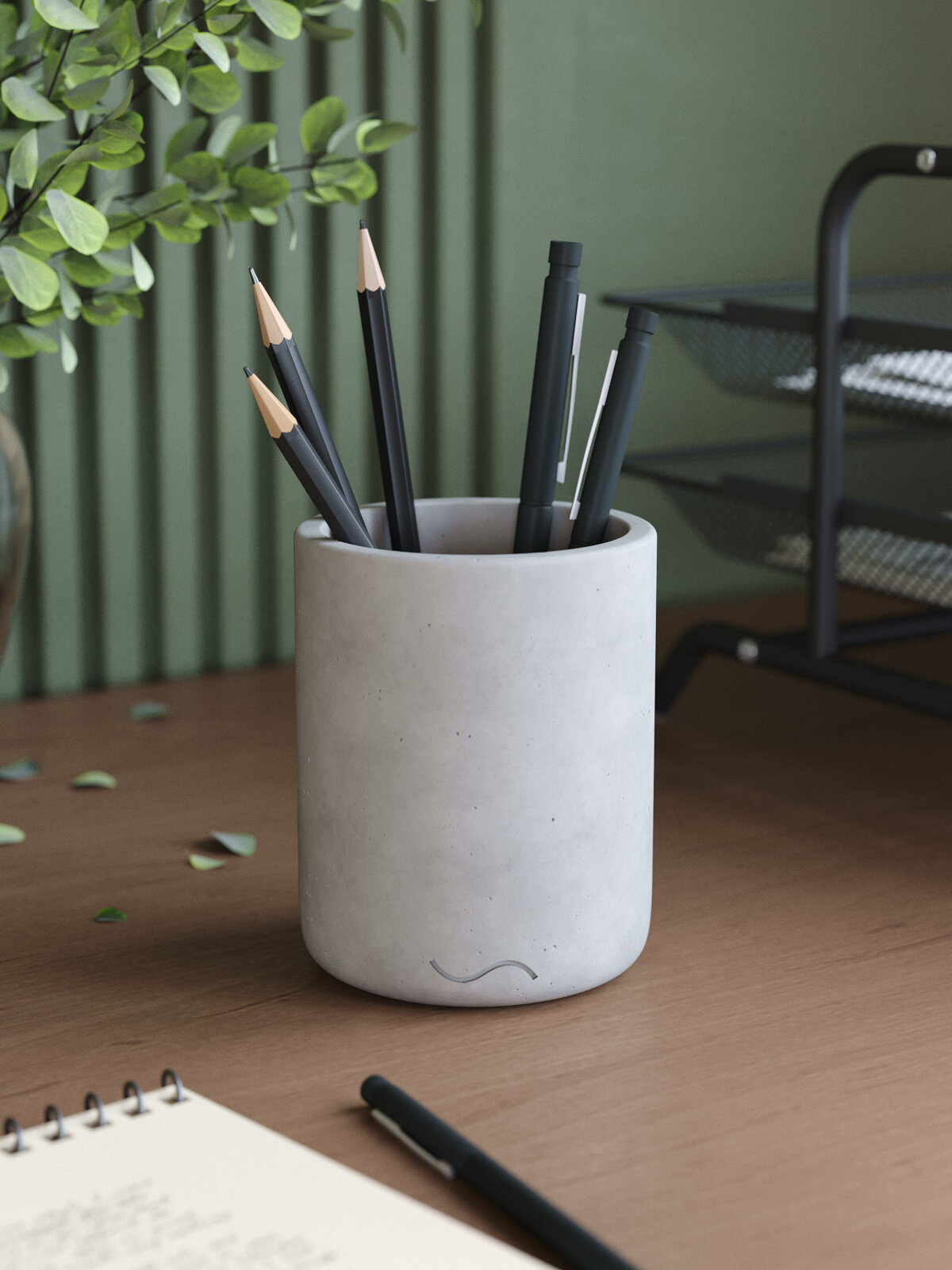 Стакан канцелярский MUSKO HOME Astrid, 9x11 см, бетон, серый матовый
