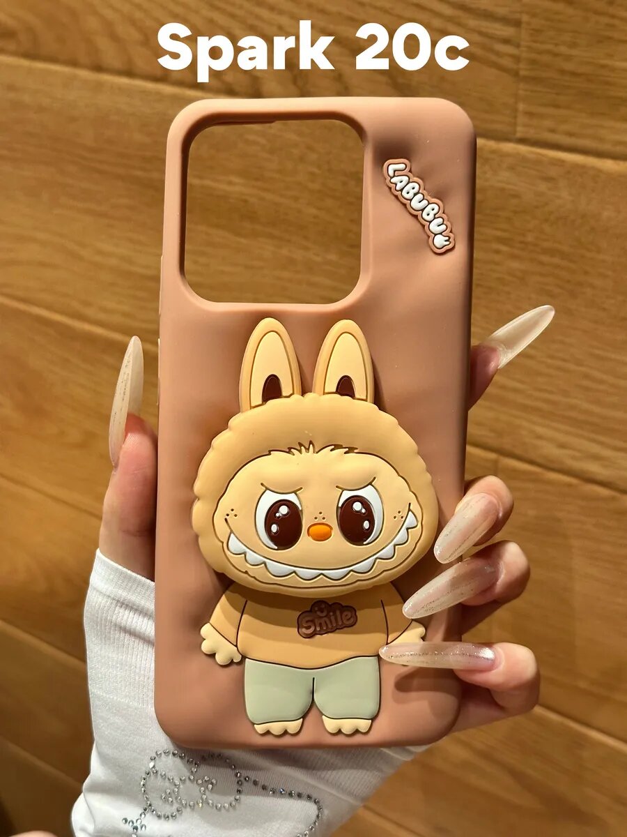 Чехол на Tecno Spark 20/20 C/GO 2024/Pop 8 с принтом Лабубу, защита камеры