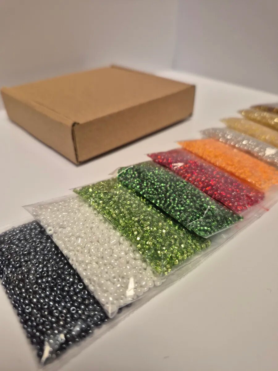 Набор бисера, калиброванный, для рукоделия, 100 г, 10 цв, без бренда