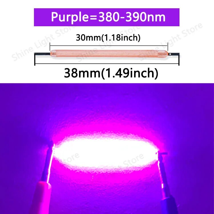 Светодиод фиолетовый 38 мм, DC2.8-3.0V 50pcs