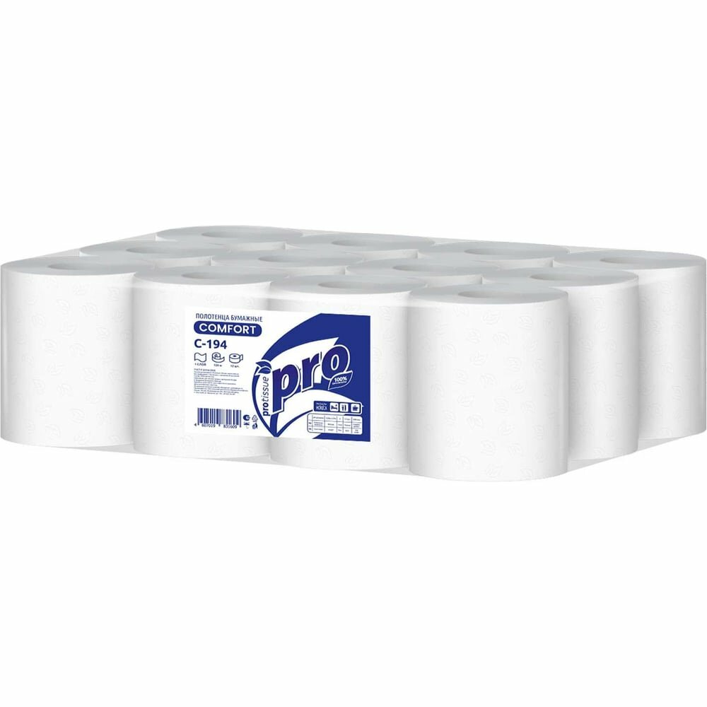 Бумажные полотенца Protissue с центральной вытяжкой, 1 слой, 12 рулонов по 120 метров С194 23821