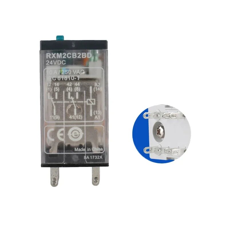 Оригинальное экспортное устройство, светодиодное реле небольшого типа RXM2CB2BD, 14 футов, 24 В постоянного тока, 10 А, MY2N-J 10A, идеально совместимое с RXZE1M4C