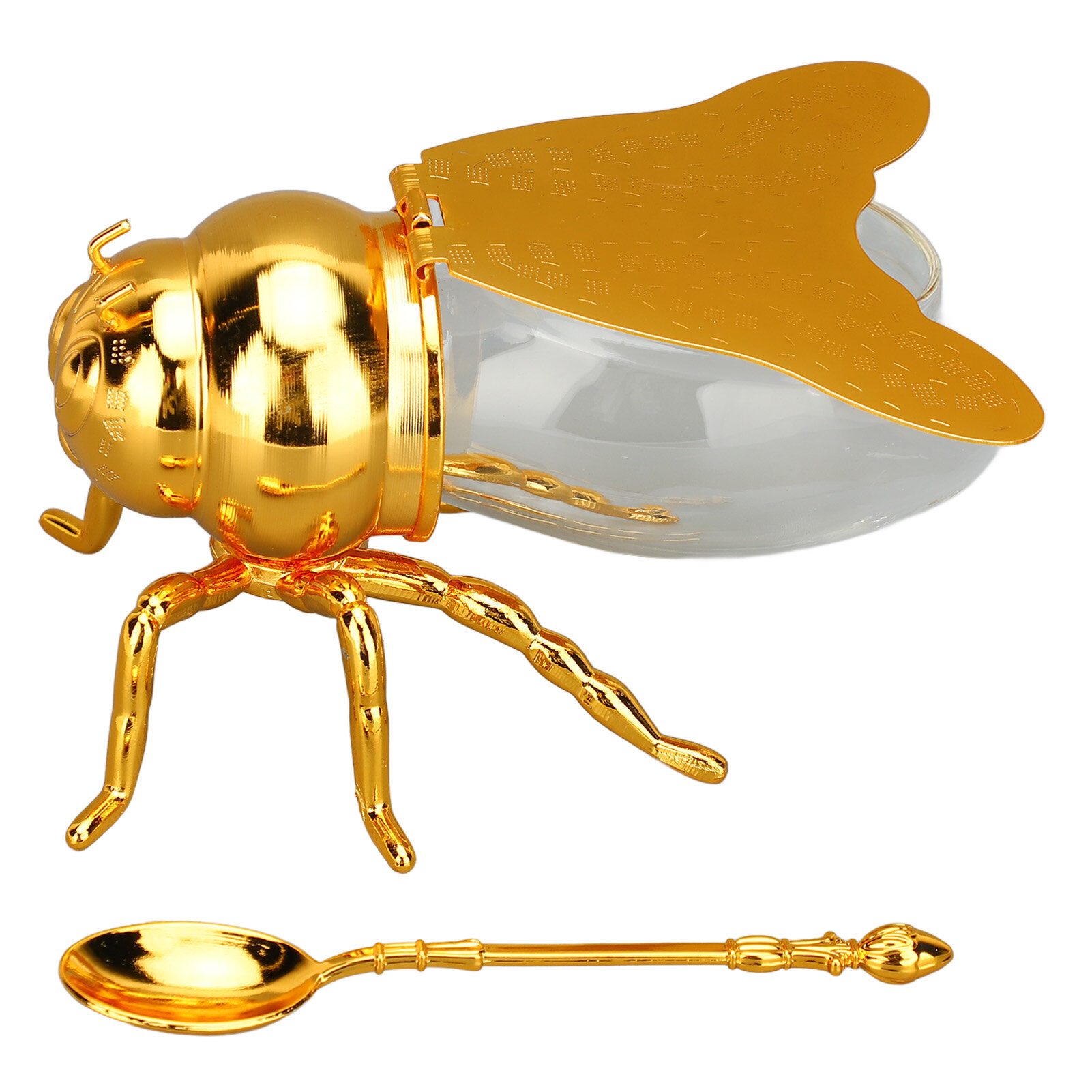 Золотая банка для меда в форме пчелы, декоративное стекло, горшок для меда, банка для специй для кухни, дома, отеля, ресторана, изысканный дизайн