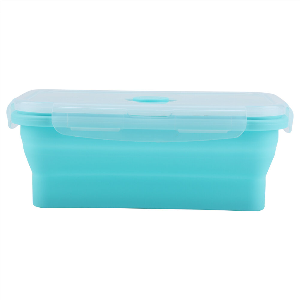 Portable Silicone Lunch Box Folding Microwave Safe Lunchbox Food Container Green 800ml