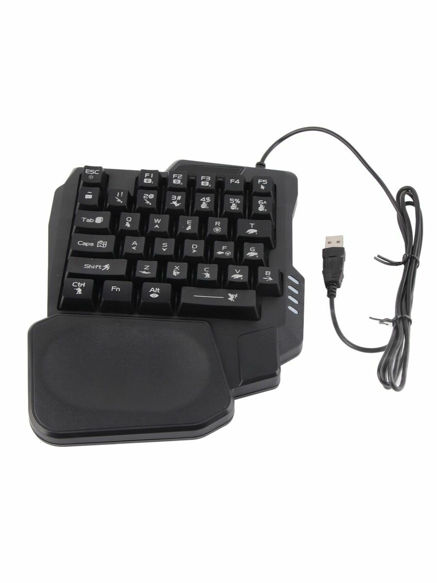 35-клавишная игровая клавиатура для одной руки, водонепроницаемая, черная, широкая подставка для рук, эргономичный дизайн для компьютерных и мобильных игр одной рукой
