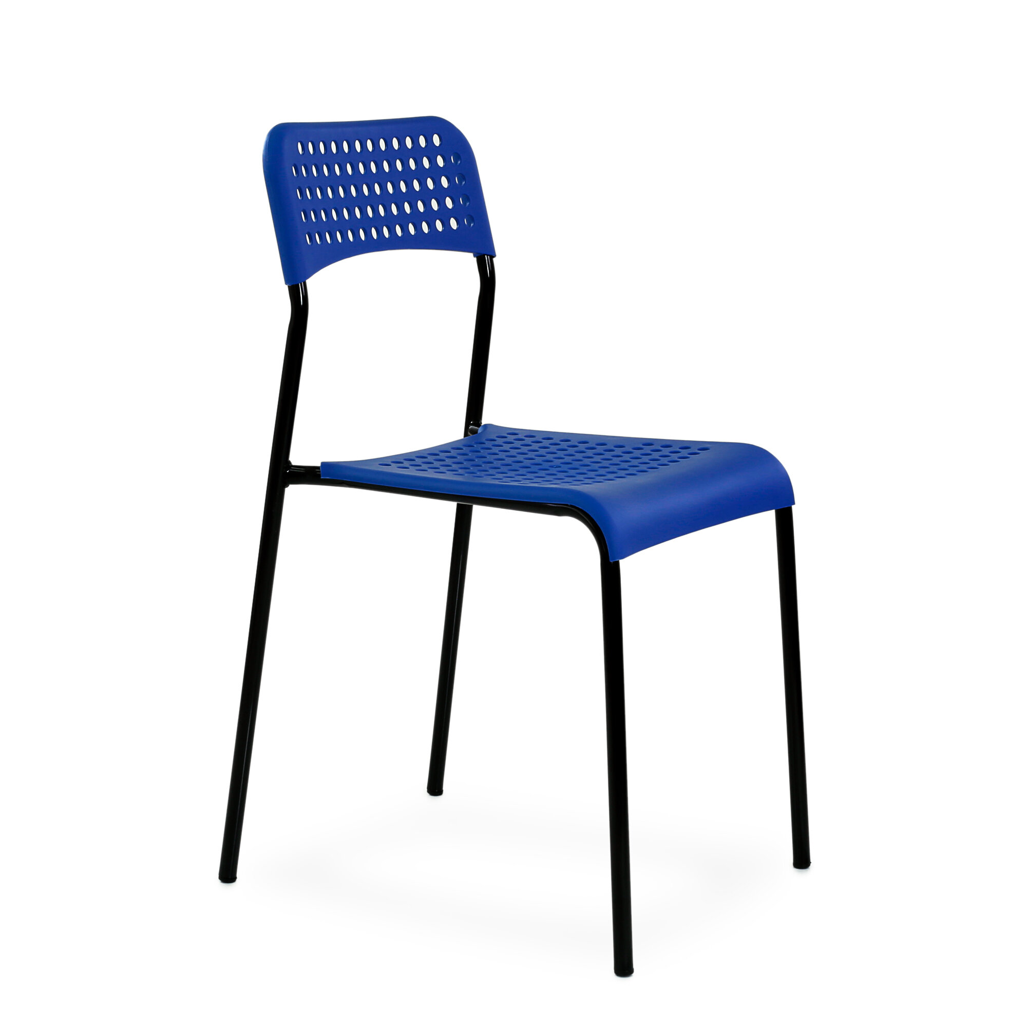 Стул UNO Barneo синий, черный, пластик, металл, твердое сиденье, без подлокотников