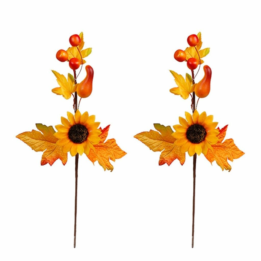 2 ветки урожая, украшения для Хэллоуина, кленовый лист, тыква, рисовые колосья, вырезки для букетов своими руками-ягоды подсолнуха