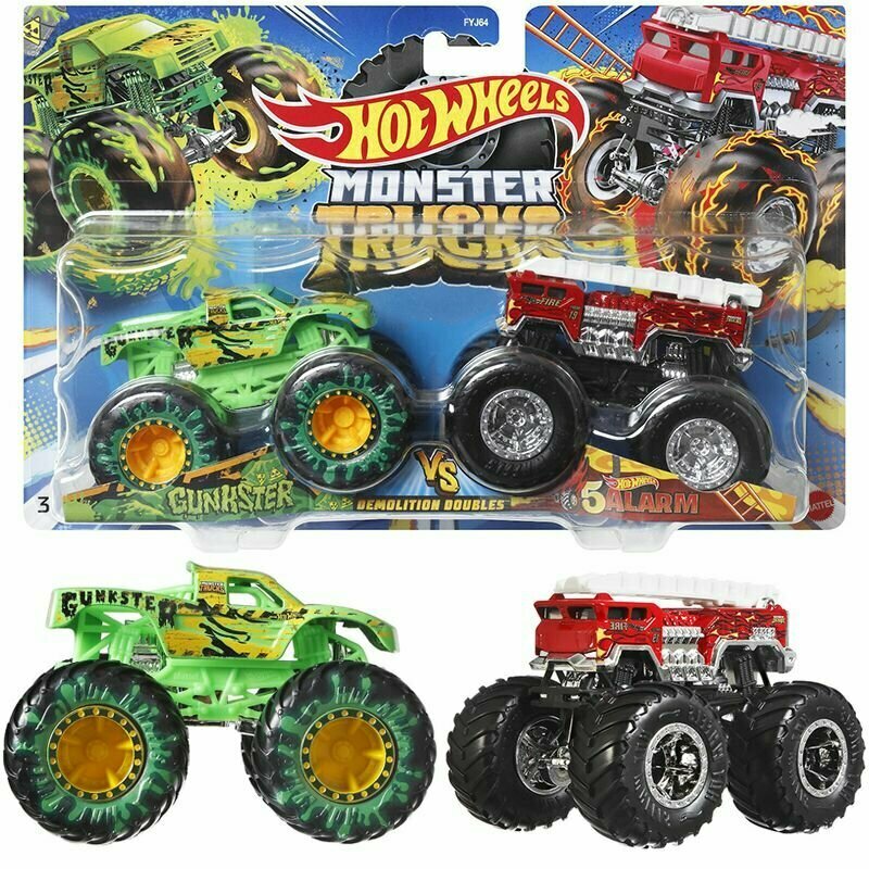 Машинка Mattel Hot Wheels Monster Trucks (Монстр трак) 2024 FYJ64, Cunkster vs 5alarm