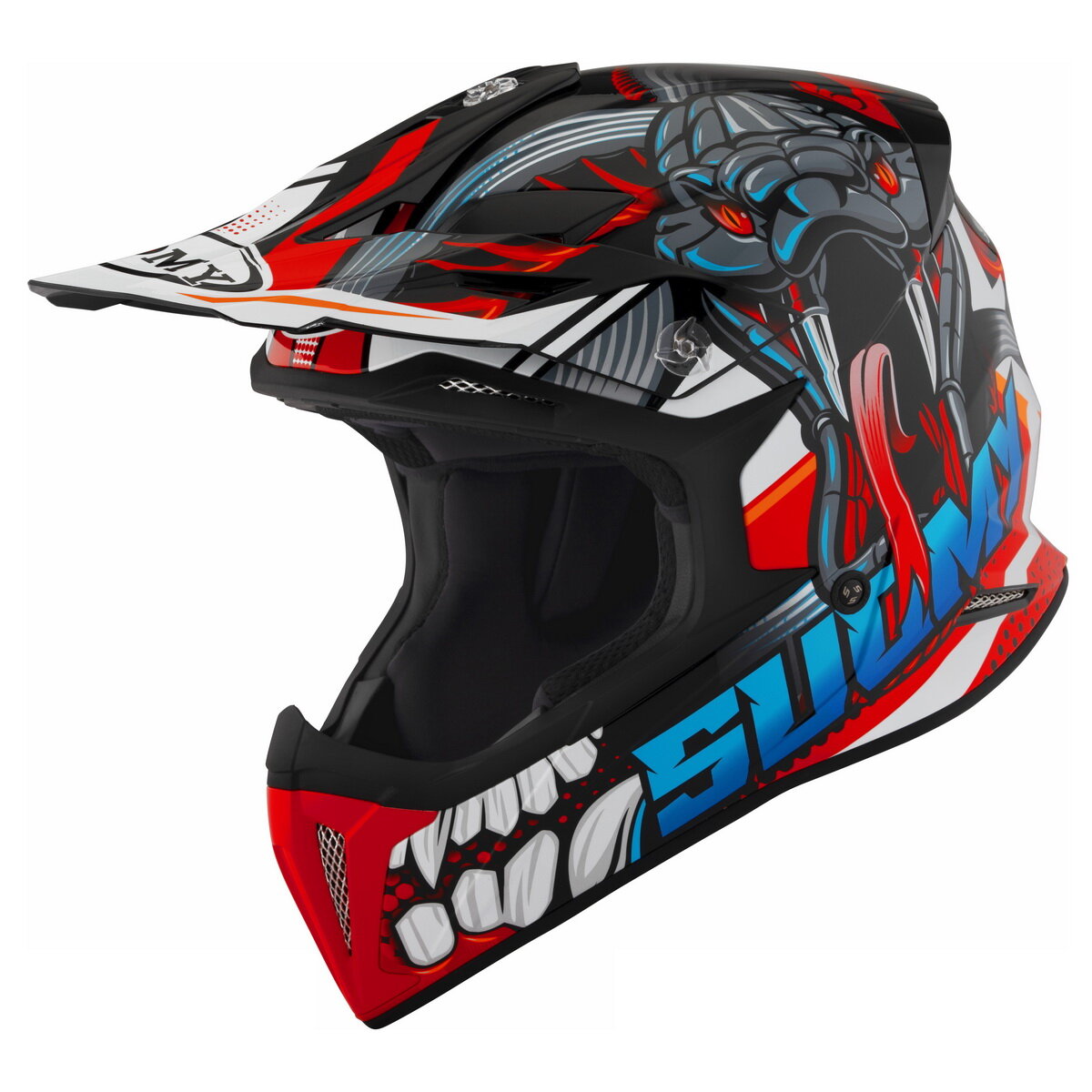 SUOMY Мотошлем X-WING SNAKE, цвет Черный/Красный/Синий, Размер S