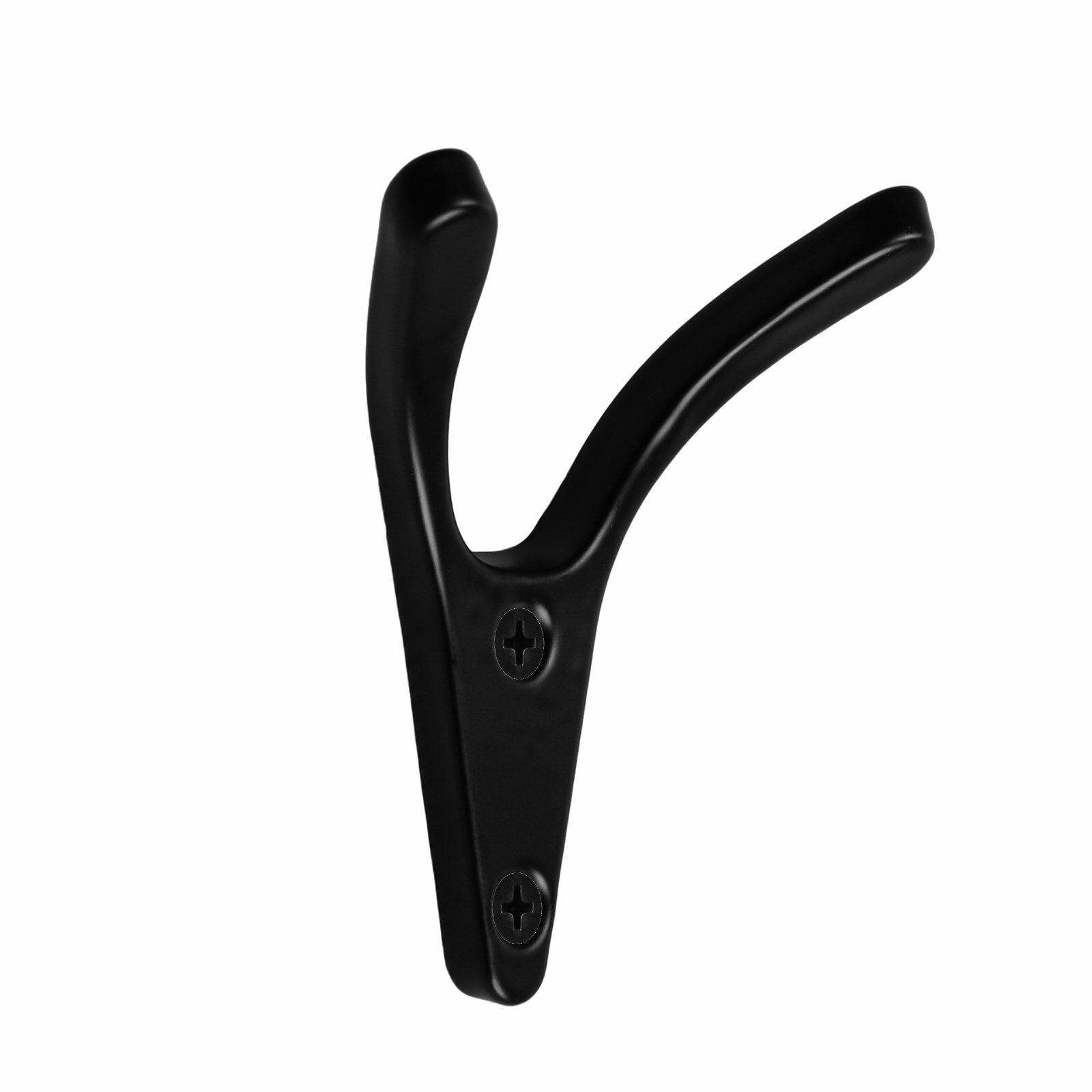 Крючок мебельный FOX, двухрожковый, цвет черный, 3 шт, цвет: чёрный