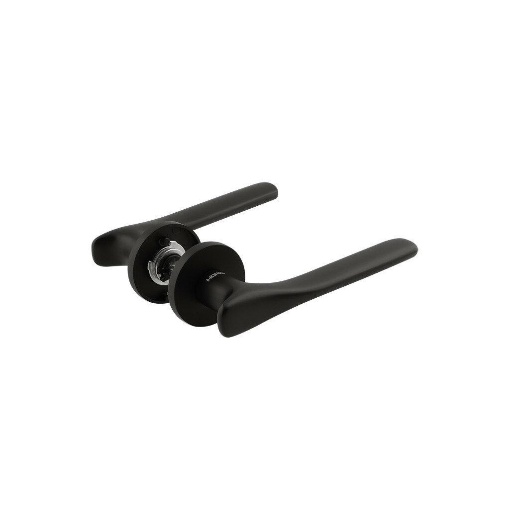 Дверная ручка нора-м Slim 135A, алюминий, черная, на розетке, круглая, 2 шт