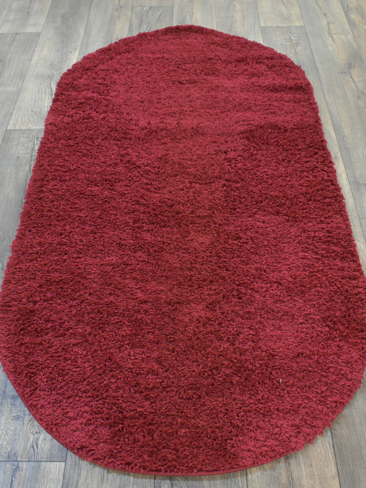 Ковер на пол овальный пушистый, в гостиную, спальню, детскую, Moldabela Shaggy VIVA30, 33300, красный, 1*2 м