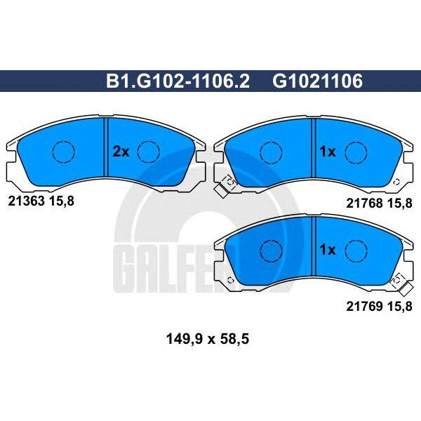 Колодки тормозные к-т дисковый тормоз для автомобиля, GALFER B1. G102-1106.2 (1 шт.)