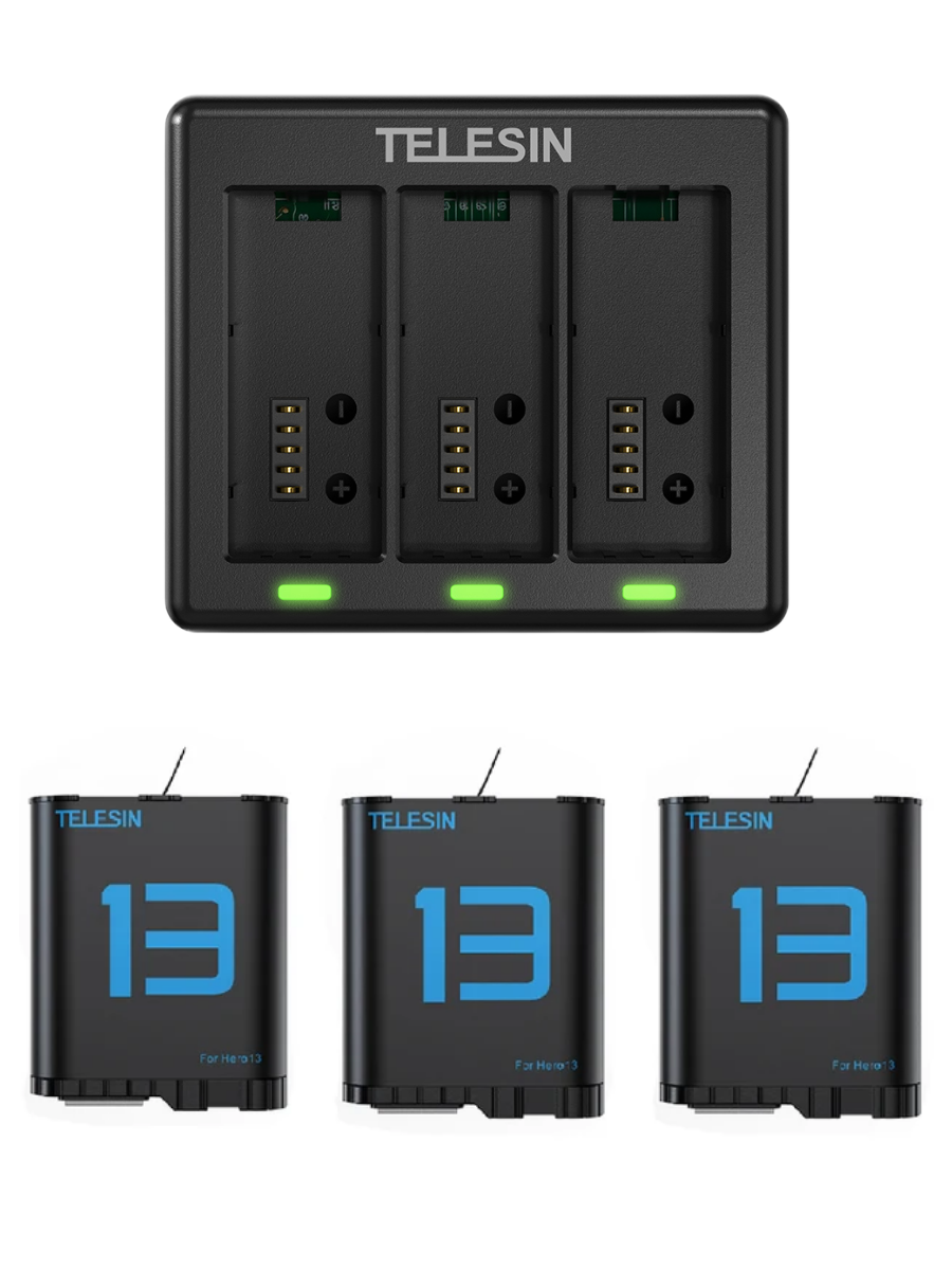 Комплект тройное ЗУ + 3 АКБ Telesin для GoPro 13 , S0-BTR-06-BCG-12\3