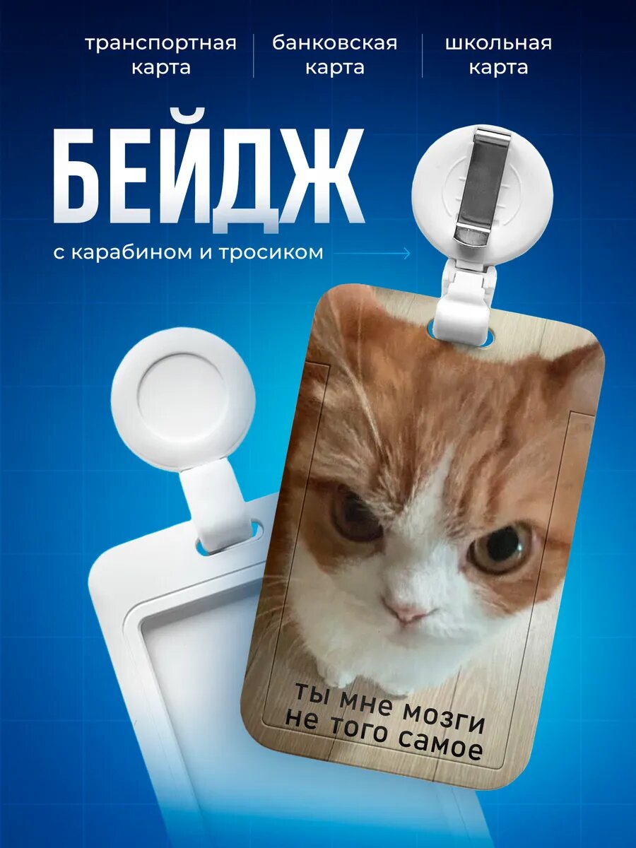 Бейдж с принтом, чехол для пропуска, с карабином и тросиком ты мне мозги не того самое